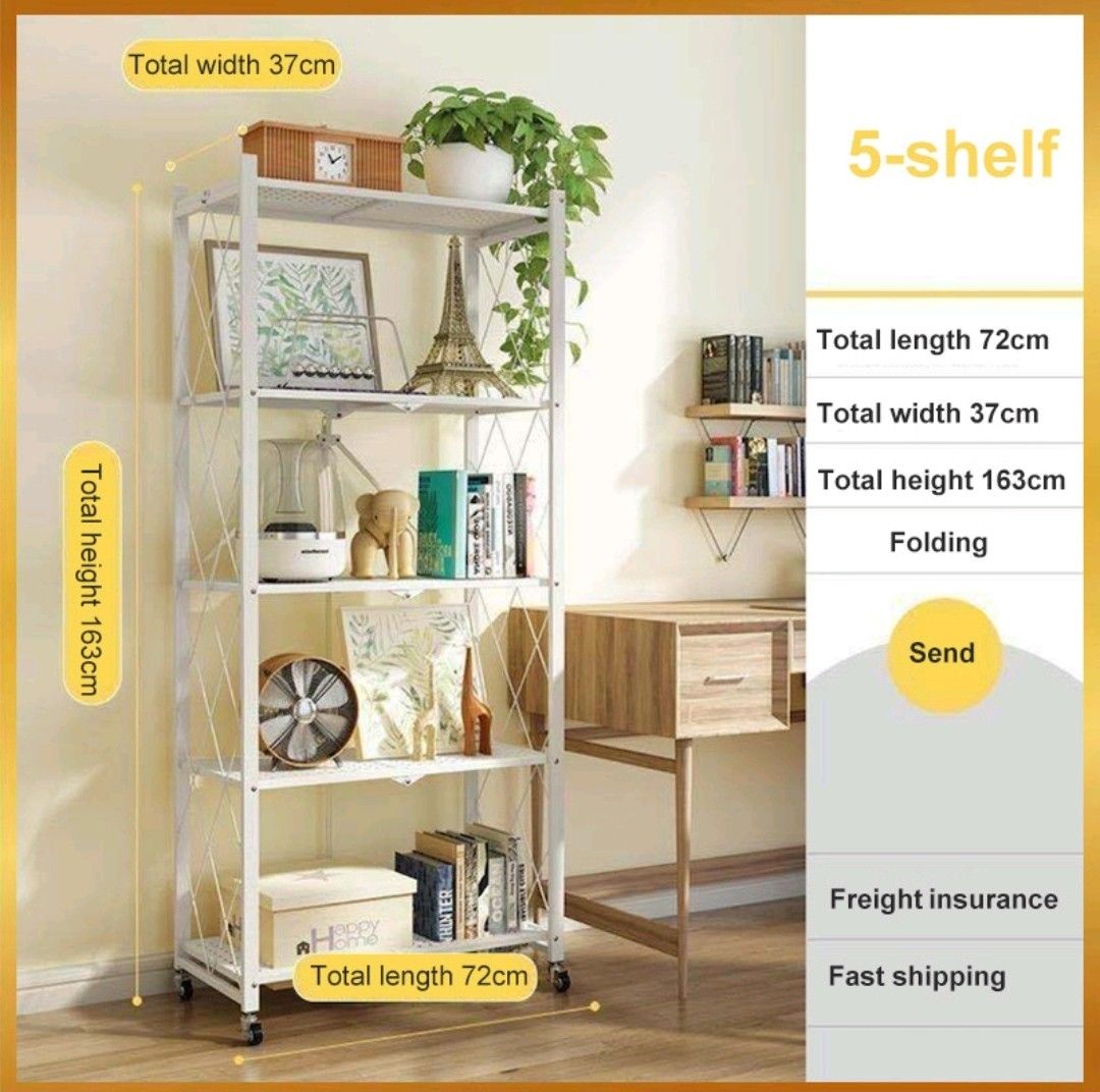 Folding Rack / Storage Rack / Kitchen Rack / Foldable Rack with Wheel ...