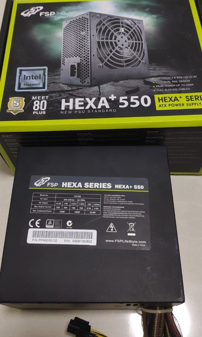 FSP HEXA+ 550W Power supply, Computers & Tech, Parts & Accessories, Computer Parts on Carousell