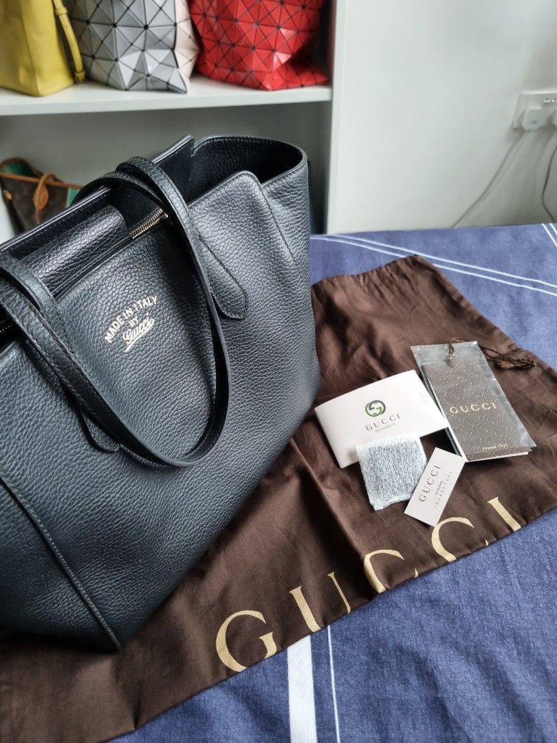 Gucci swing tote black bag authentic, Luxury, Bags & Wallets on Carousell