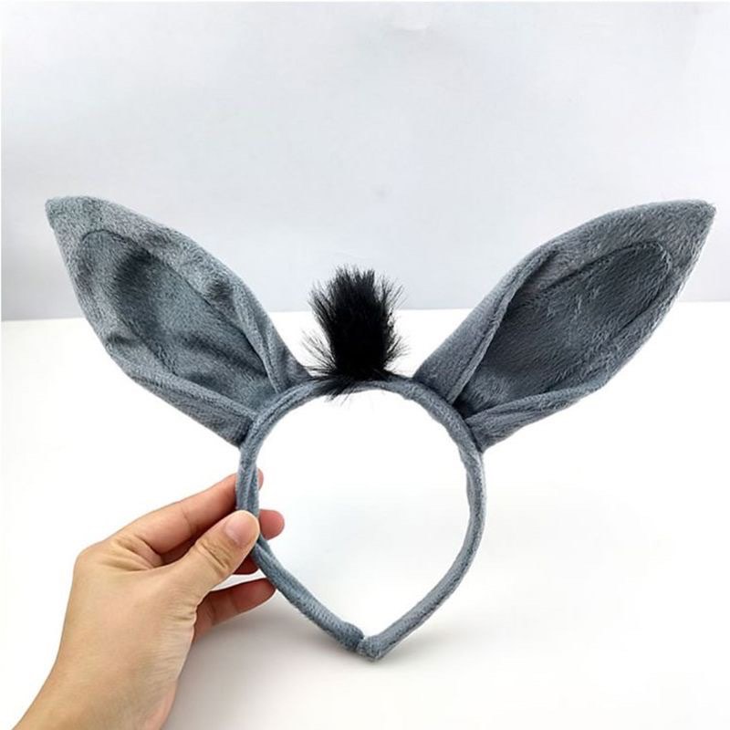 Hairy donkey ears headband funny grey costume party Shrek, Women's ...