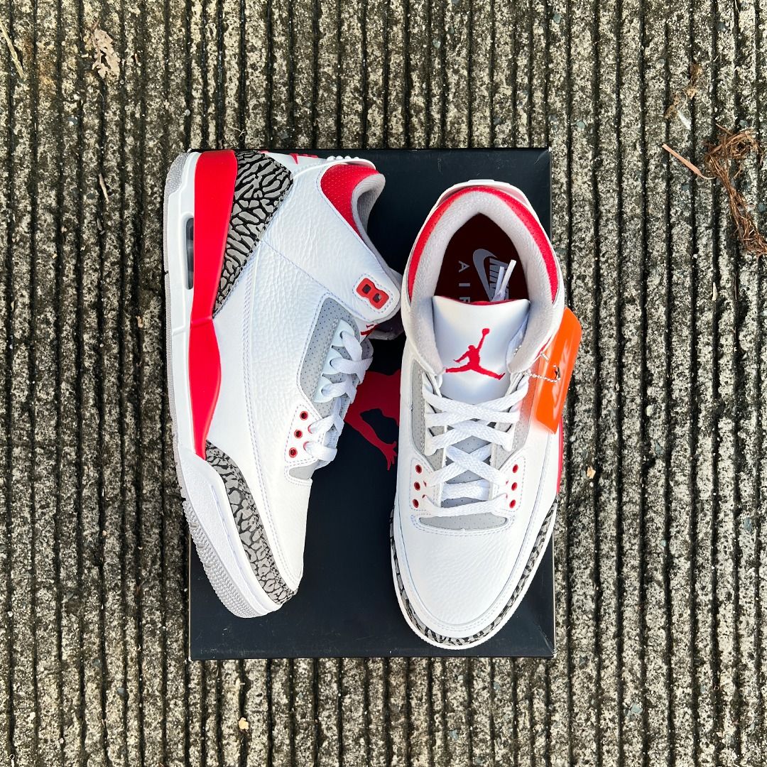Jordan 3 Retro "Fire Red", Men's Fashion, Footwear, Sneakers on Carousell