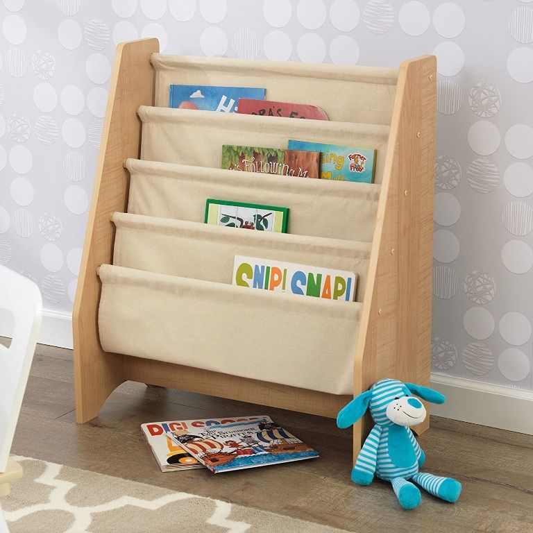 KidKraft USA Sling Bookshelf, Natural Kids Canvas Sling Bookshelf for ...