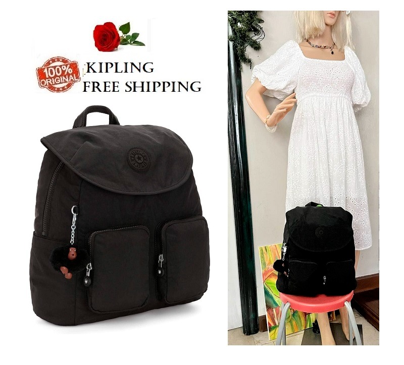 Kipling Fiona Backpack Bag Black, Women's Fashion, Bags & Wallets ...