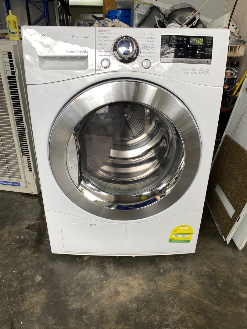 LG 8KG True Steam Sensor Dry Condenser Dryer, TV & Home Appliances ...