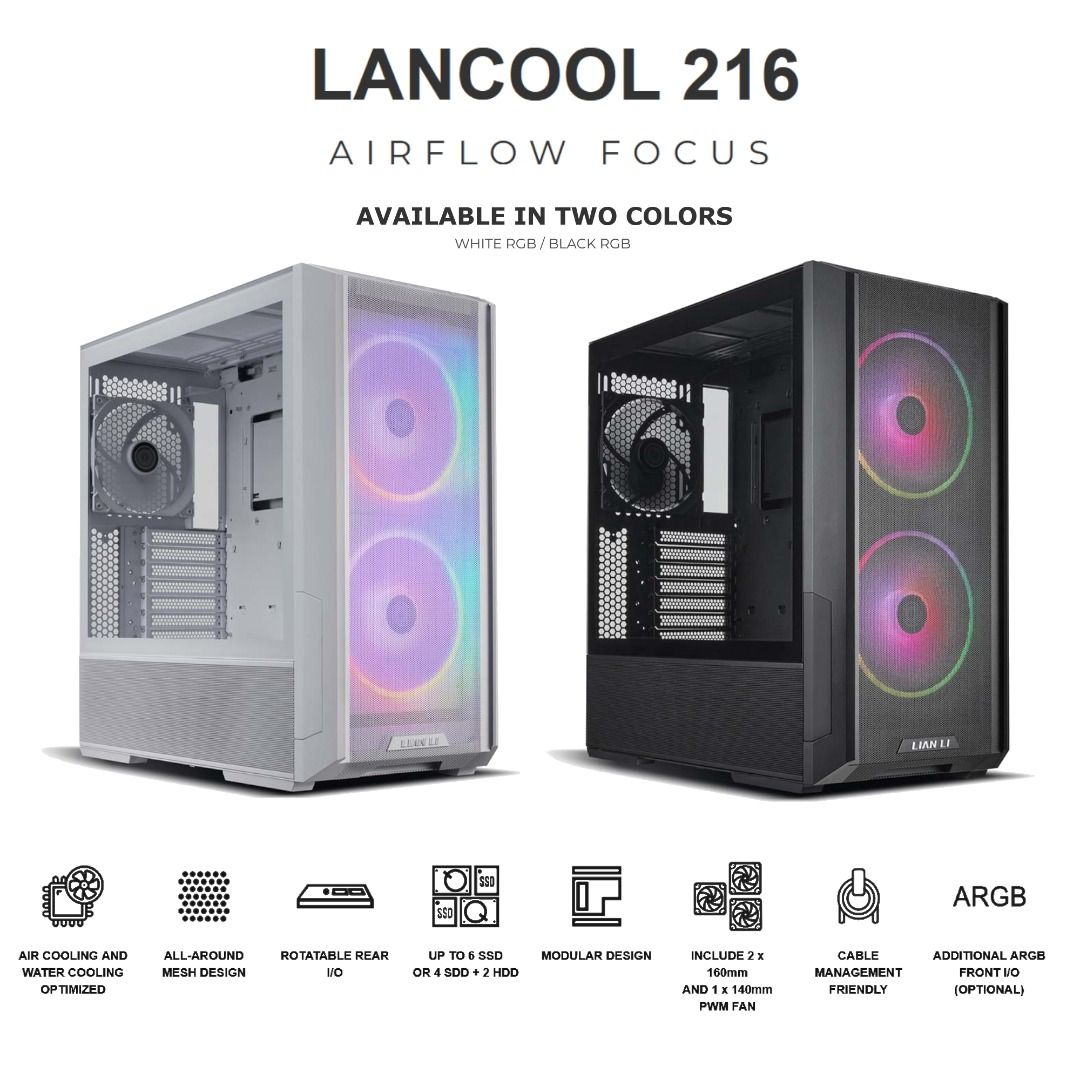 LIAN LI LANCOOL 216 BLACK RGB | WHITE RGB | ARGB CONTROL & USB MODULE ...