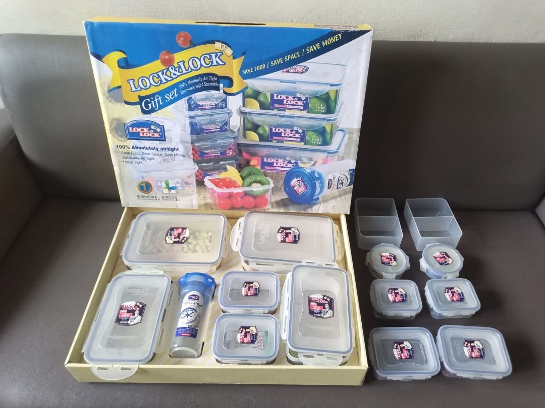 Lock & Lock gift set of 12 containers/8 compartments and 1 mixer bottle ...