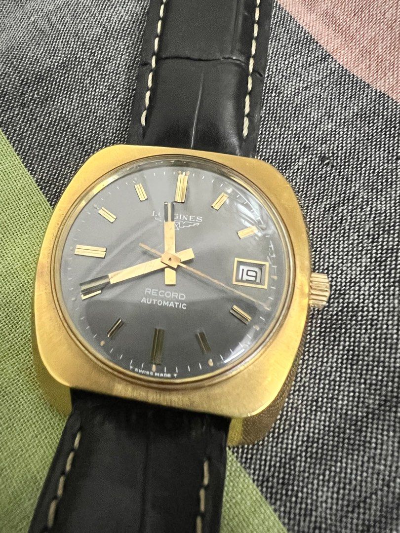Longines Record Gray Dial Automatic Date Vintage, Men's Fashion ...