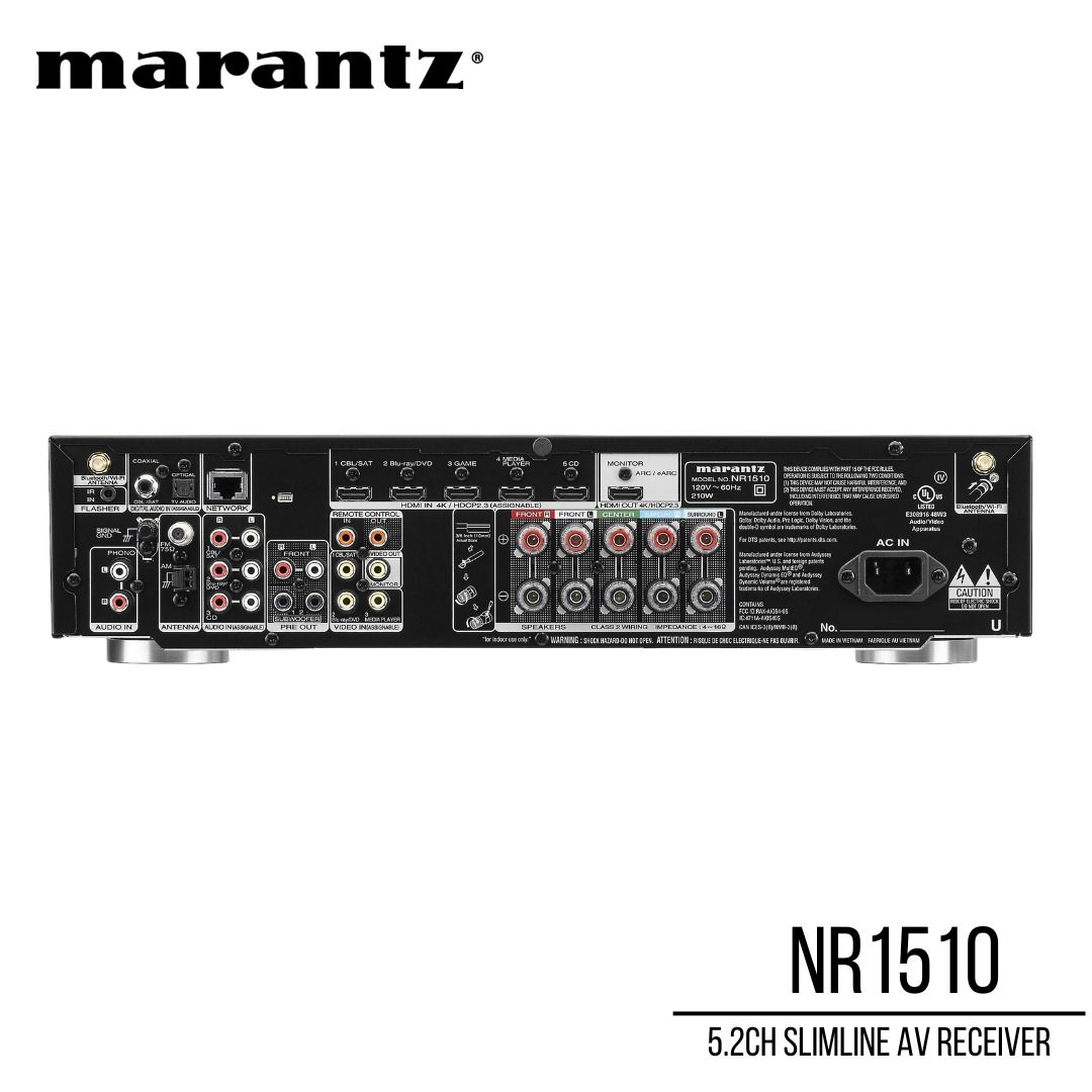 Marantz NR-1510 Slim 5.2-Channel 4K Ultra HD AV Receiver with HEOS ...