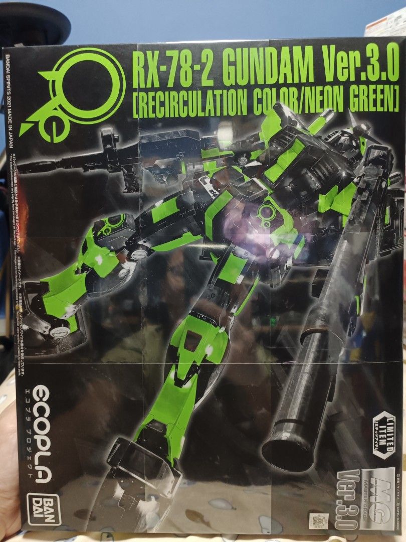 MG RX-78-2 Gundam ver.3.0 recirculation color neon green ecopla, Hobbies & Toys, Toys & Games on ...