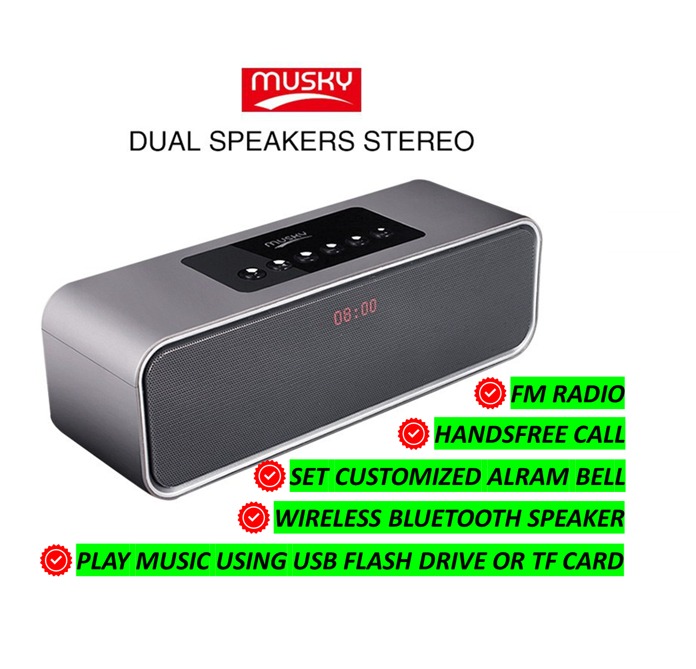 Musky Speaker With FM Radio With Alarm Clock and USB TF Card Function ...