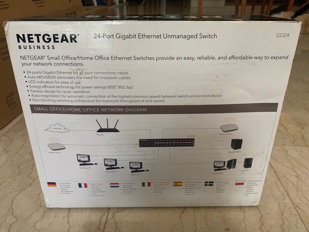 Netgear GS324 24-port Gigabit Ethernet Unmanaged Switch, Computers ...