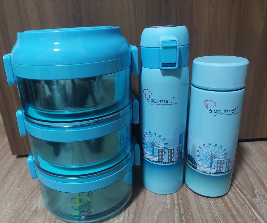 NTUC La Gourmet Go Eco Tiffin Carrier / Tumbler Collection, Furniture ...