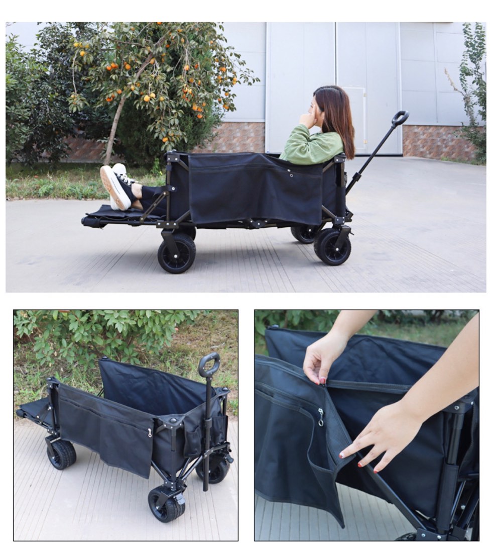 Off Road Super Heavy Duty Openable End Quad Folding Wagon Trolley Cart ...