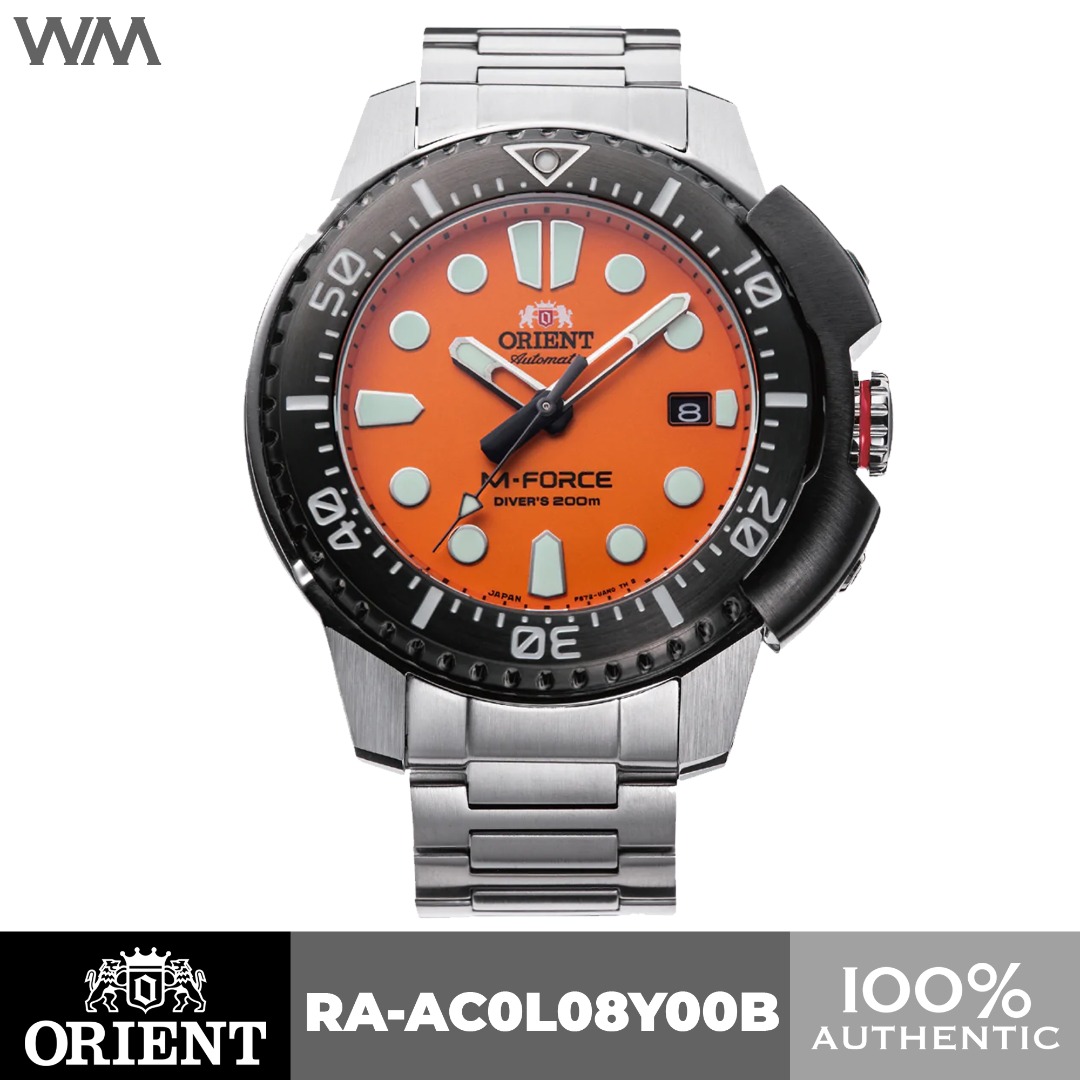 Orient M-FORCE Orange Dial Stainless Steel Automatic Watch RA ...