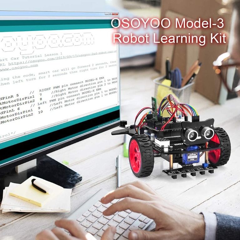 OSOYOO Model 3 Robot Car DIY Starter Kit for Arduino | Remote Control App Educational Motorized ...