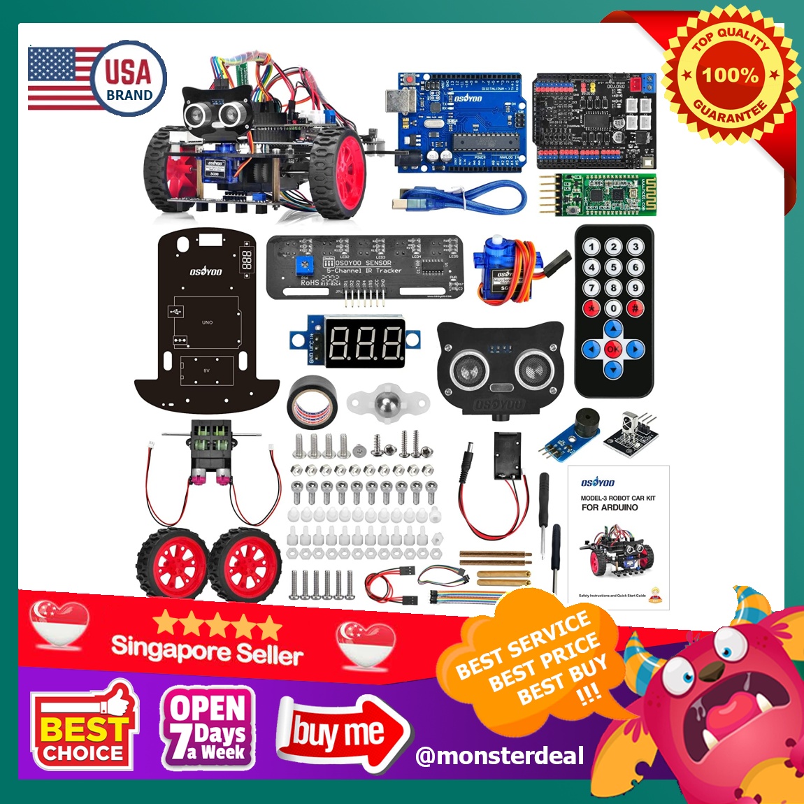 OSOYOO Model 3 Robot Car DIY Starter Kit for Arduino | Remote Control ...