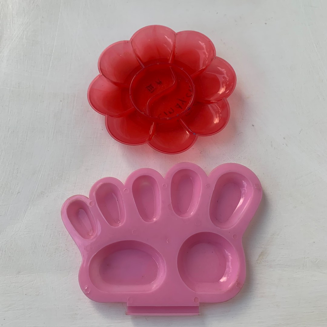 Palet lukis cat air watercolour water color pink cute kaki feet bunga ...