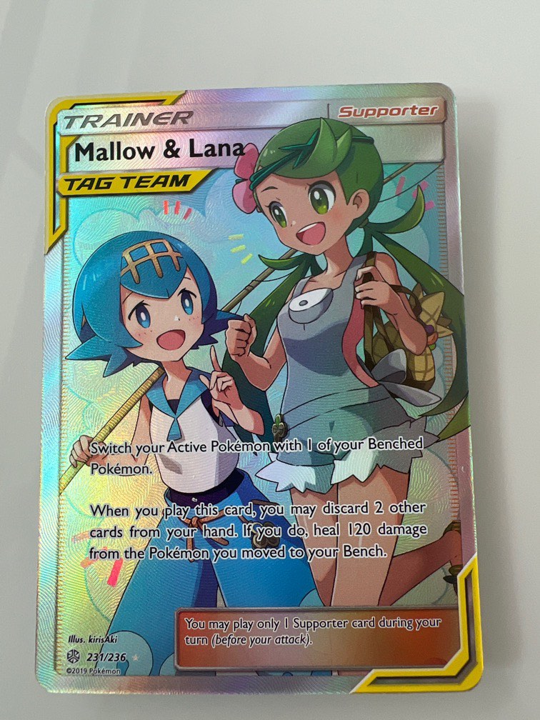 Pokemon Sun and Moon SM Cosmic Eclipse Mallow and Lana Tag Team GX Full Art FA Ultra Rare Waifu ...