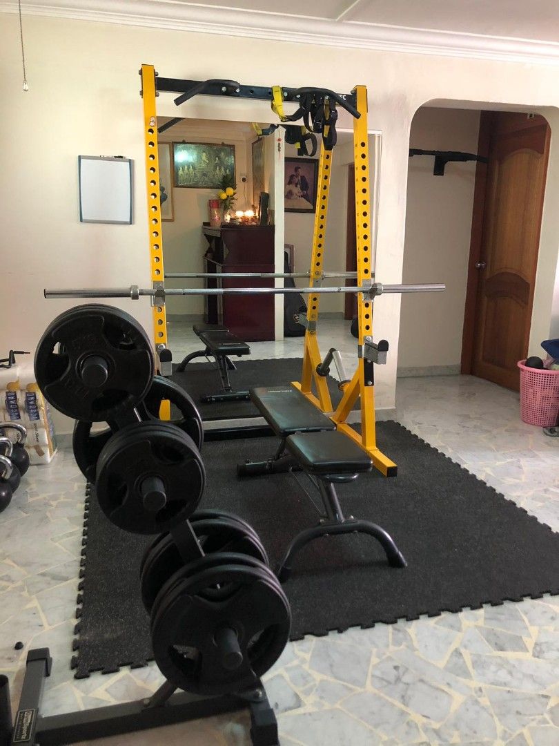 Powertec Half Rack / Bench, Bar bells with weights up to 135kg, Weight ...