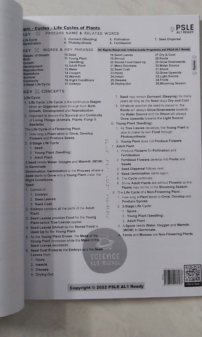 PSLE AL1 ready SCIENCE key recall, Everything Else on Carousell