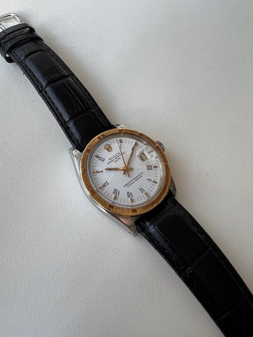 Rolex Oyster Perpetual Datejust Watch Unique Engine Turned Bezel Date ...