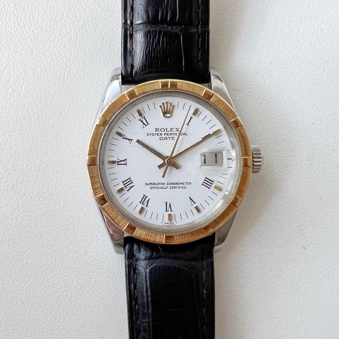 Rolex Oyster Perpetual Datejust Watch Unique Engine Turned Bezel Date ...