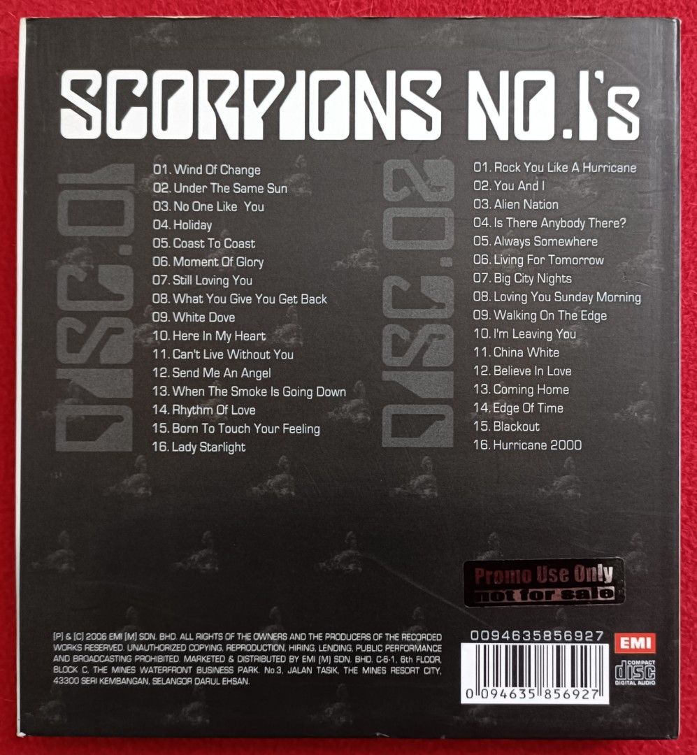 Scorpions NO1's CDR, Hobbies & Toys, Music & Media, CDs & DVDs on Carousell