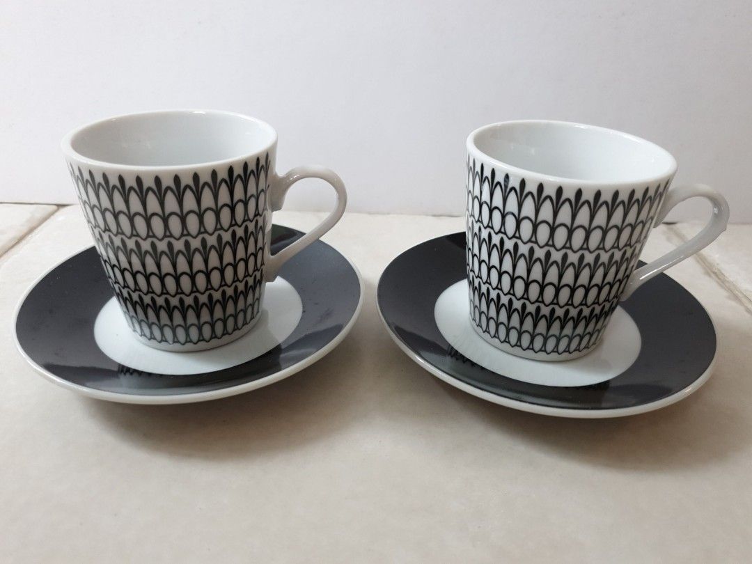 Set of 2 Expresso Coffee Cups & Saucers Table Wear, Furniture & Home ...