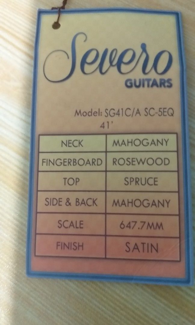 SEVERO ACOUSTIC ELECTRIC GUITAR, Hobbies & Toys, Music & Media, Musical ...