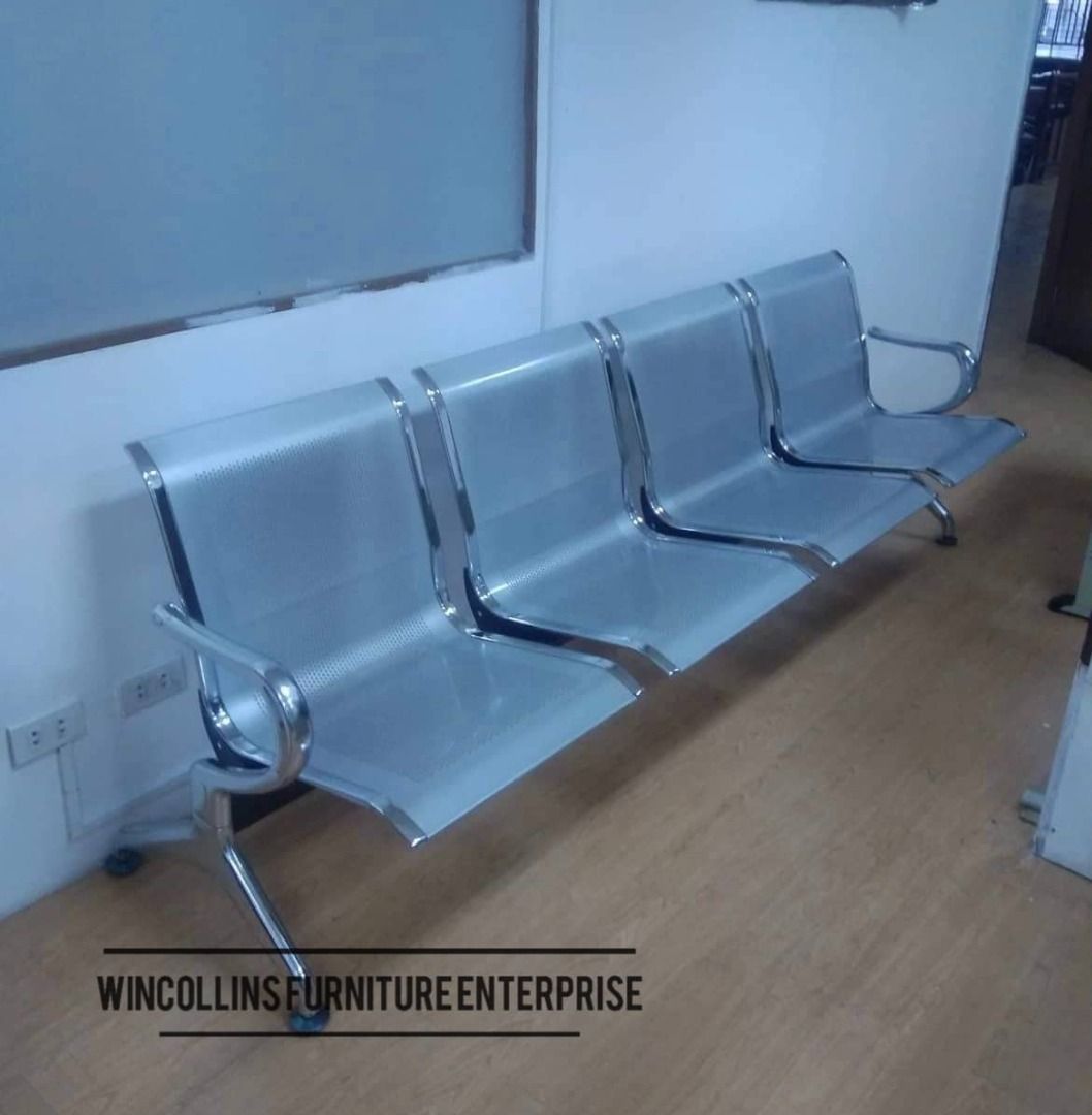 --silver 4 Seater Steel Gang Chairs, Furniture & Home Living, Office ...