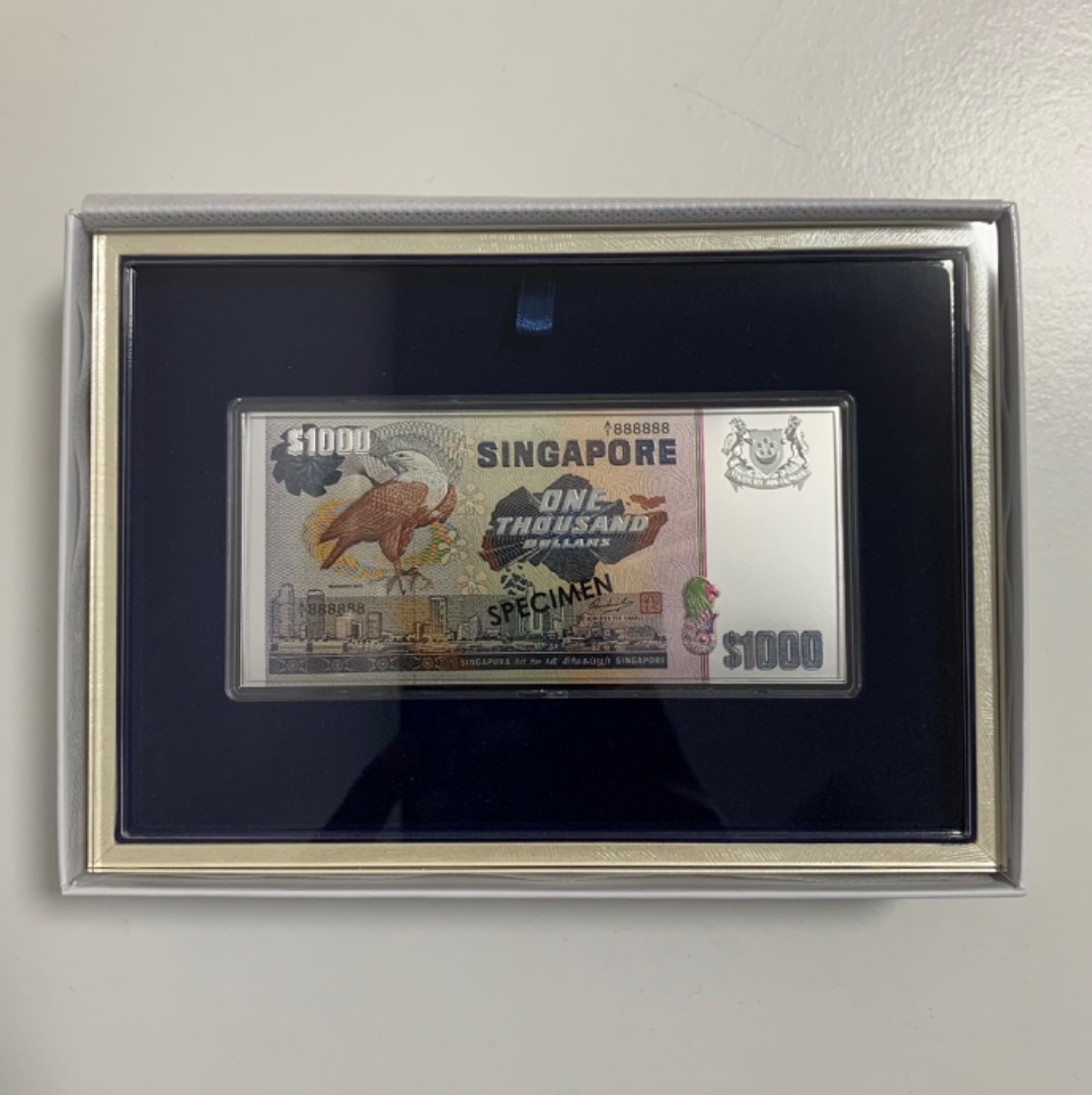 Singapore Bird series $1000 Note 6gm 999 Fine silver sheet Replica ...