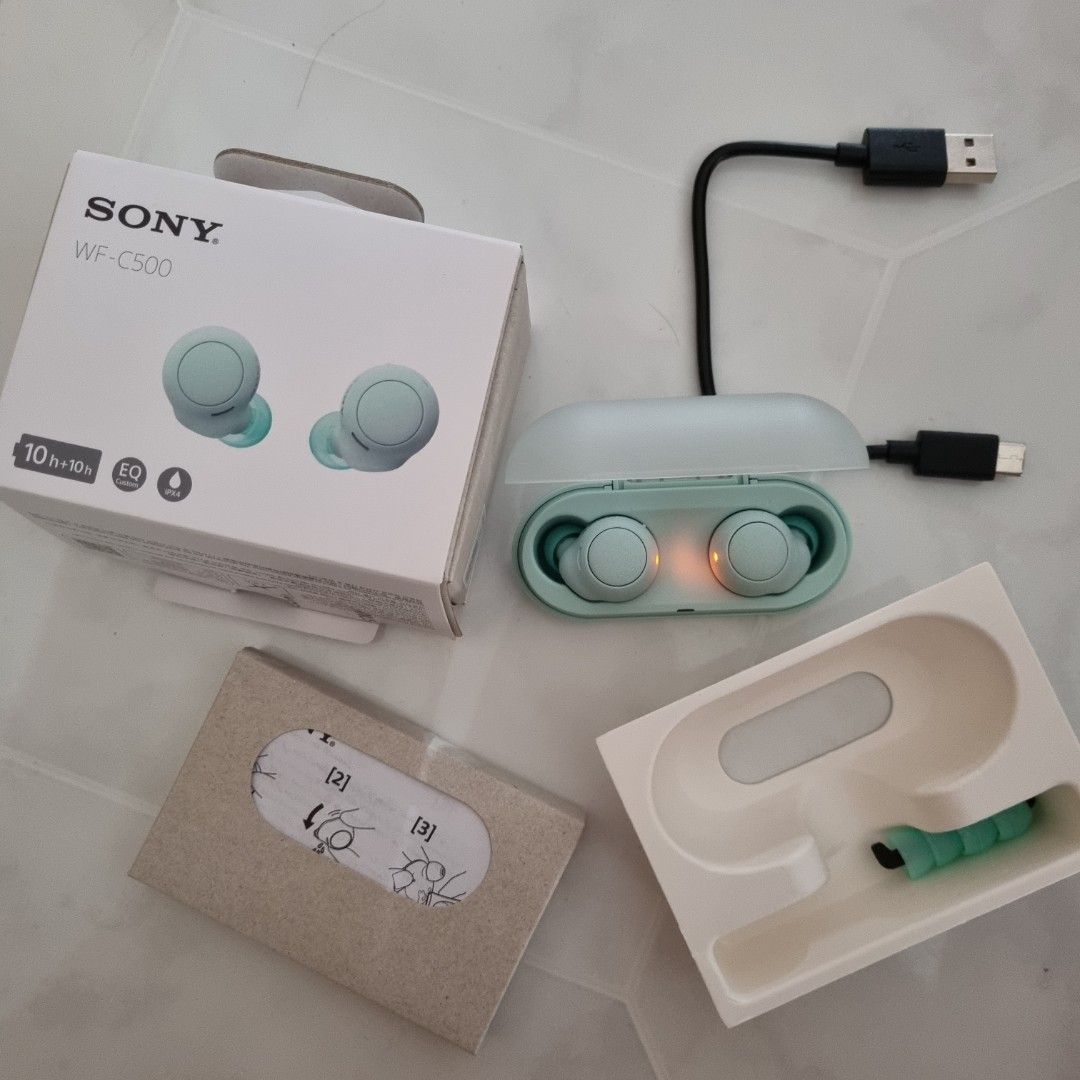 Sony Ice Green WF-C500 Truly Wireless Headphones, Audio, Earphones on ...