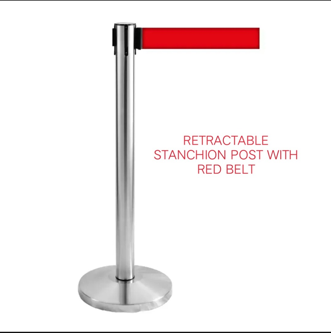 STANCHION POST WITH BELT; CROWD CONTROL BARRIER WITH BELT; RETRACTABLE ...