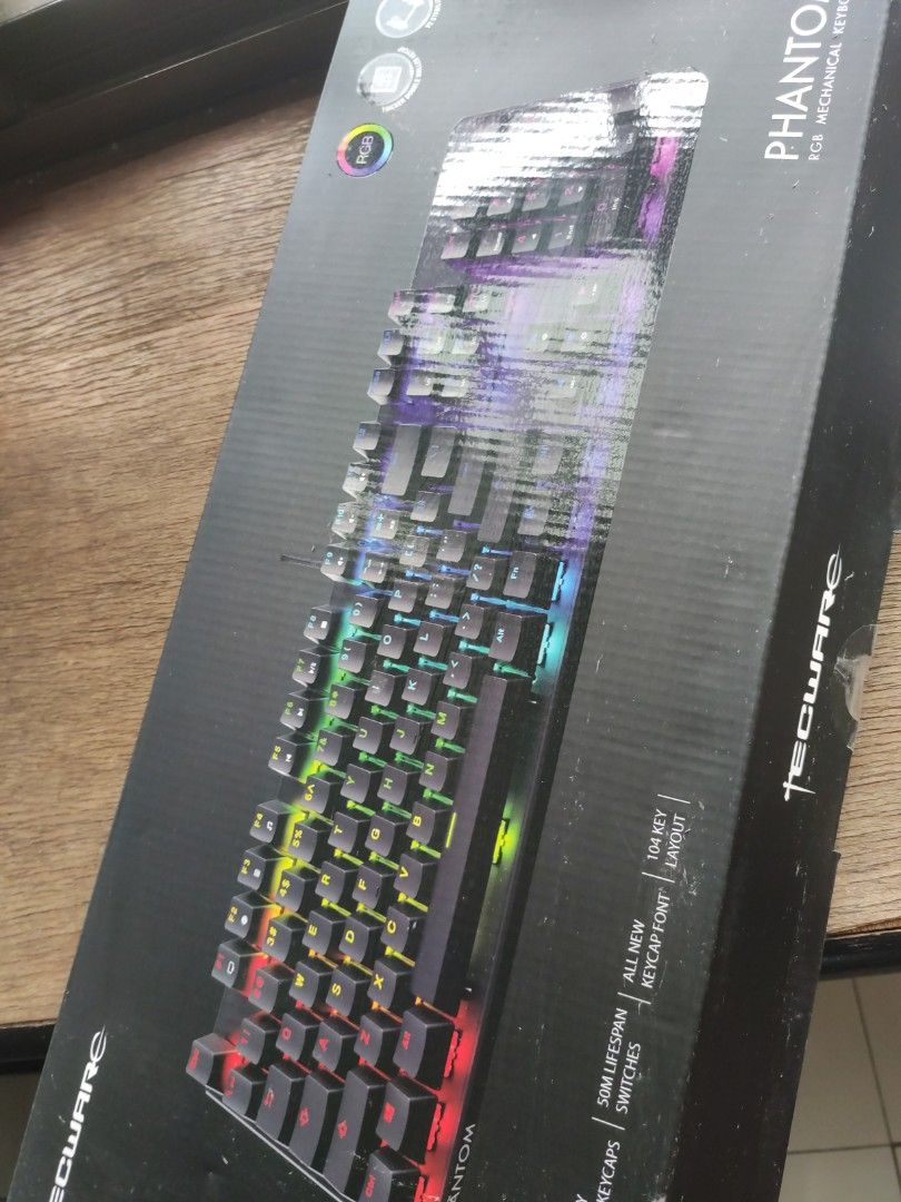 Tecware Phantom RGB 104 wired mechanical keyboard Brown Tactile switch ...