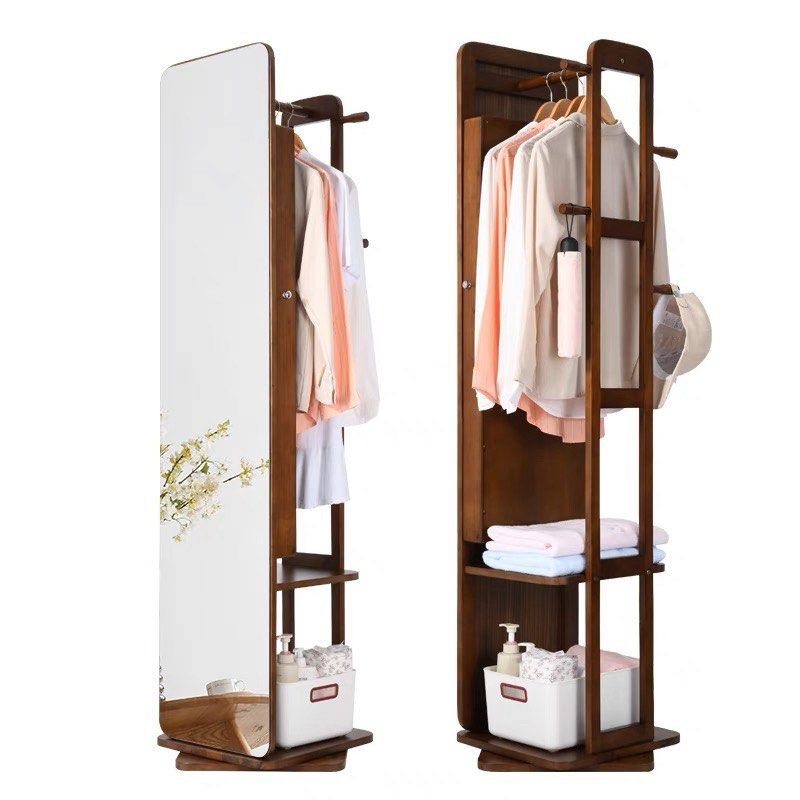 Unique full height dressing mirror and cloth hanger with cosmetic ...