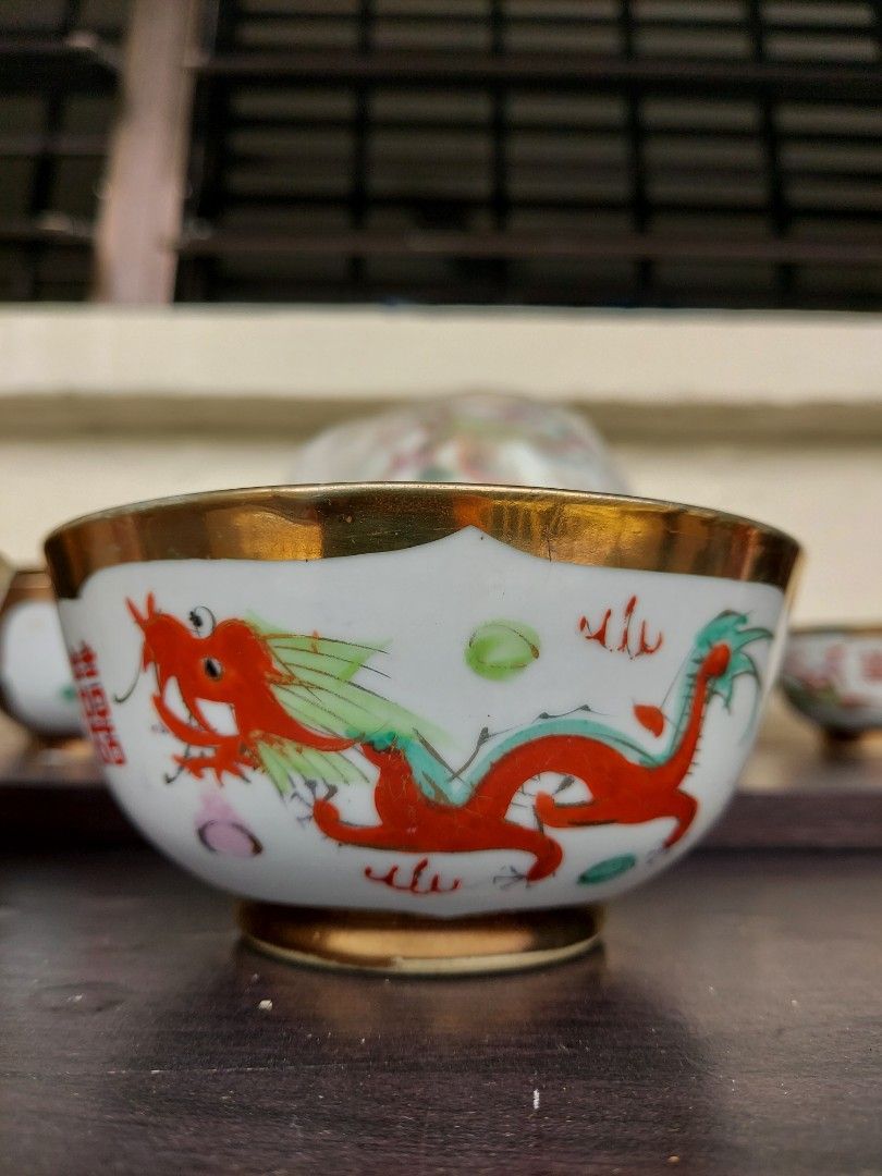 Vintage Chinese Dragon Phoenix Bowls 7" Restaurant Ware, Hobbies & Toys ...