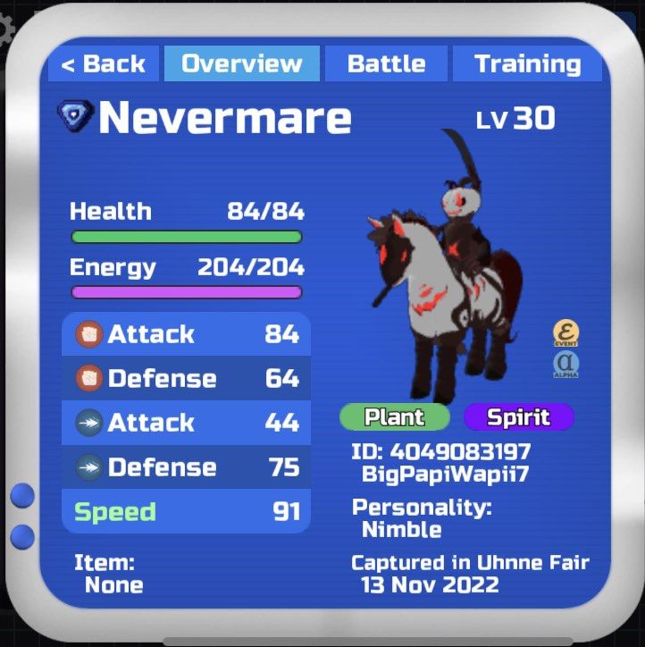 WTS PN Alpha Nevermare (Loomian Legacy), Video Gaming, Video Games ...