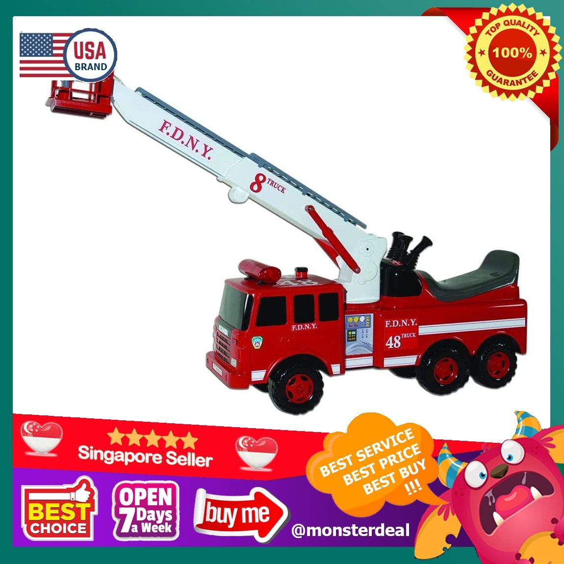 [YBR] (chk) Skyteam Action Fire Engine Ride on Fire Enigne Truck with ...