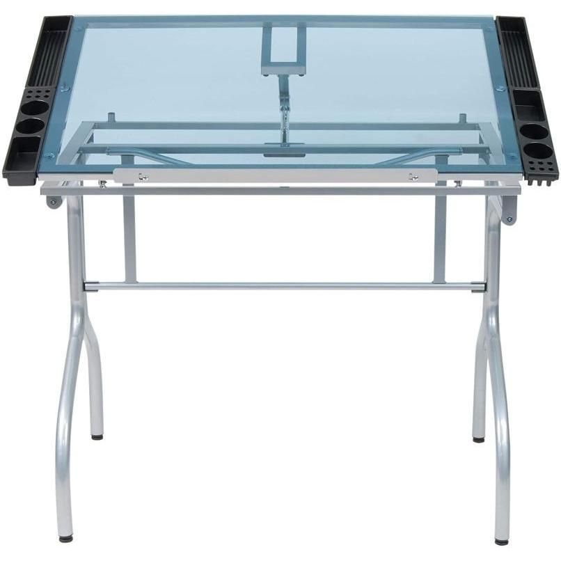 [YBR] Studio Designs Folding Modern Glass Top Adjustable Drafting Table ...
