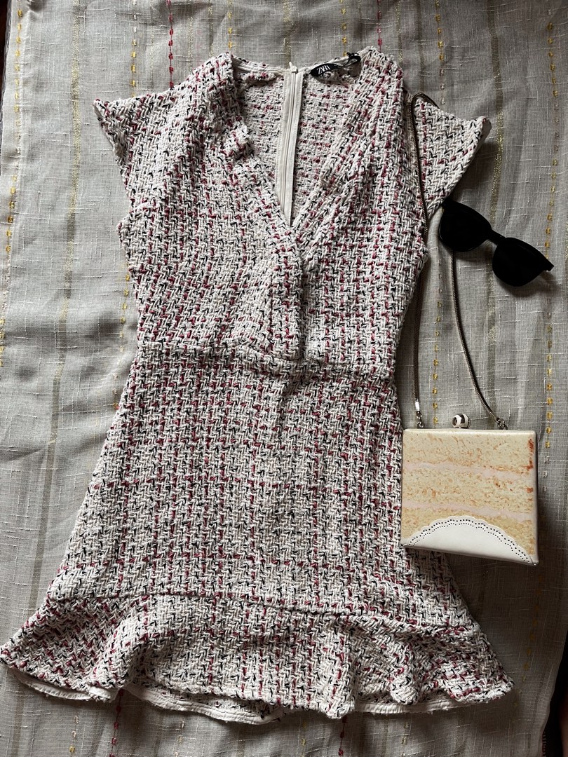 Zara Tweed Dress, Women's Fashion, Dresses & Sets, Dresses on Carousell