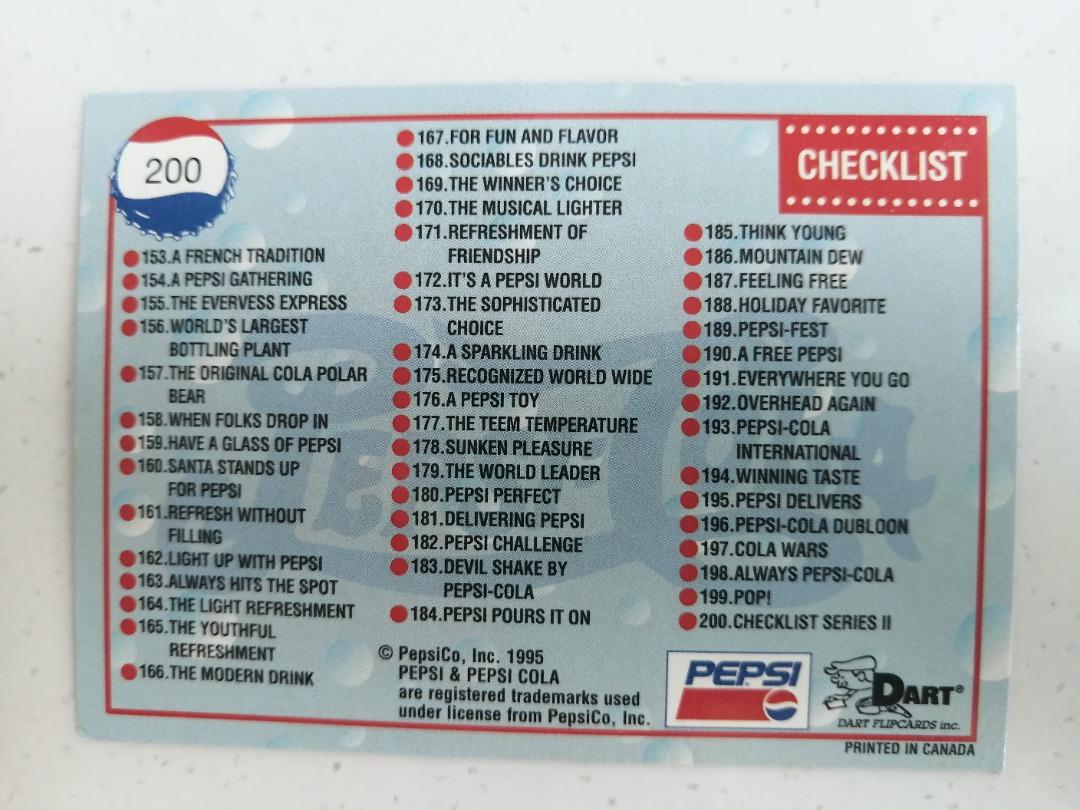 1995 Pepsi Cola Trading Cards - The Collectors Series II [Dart ...