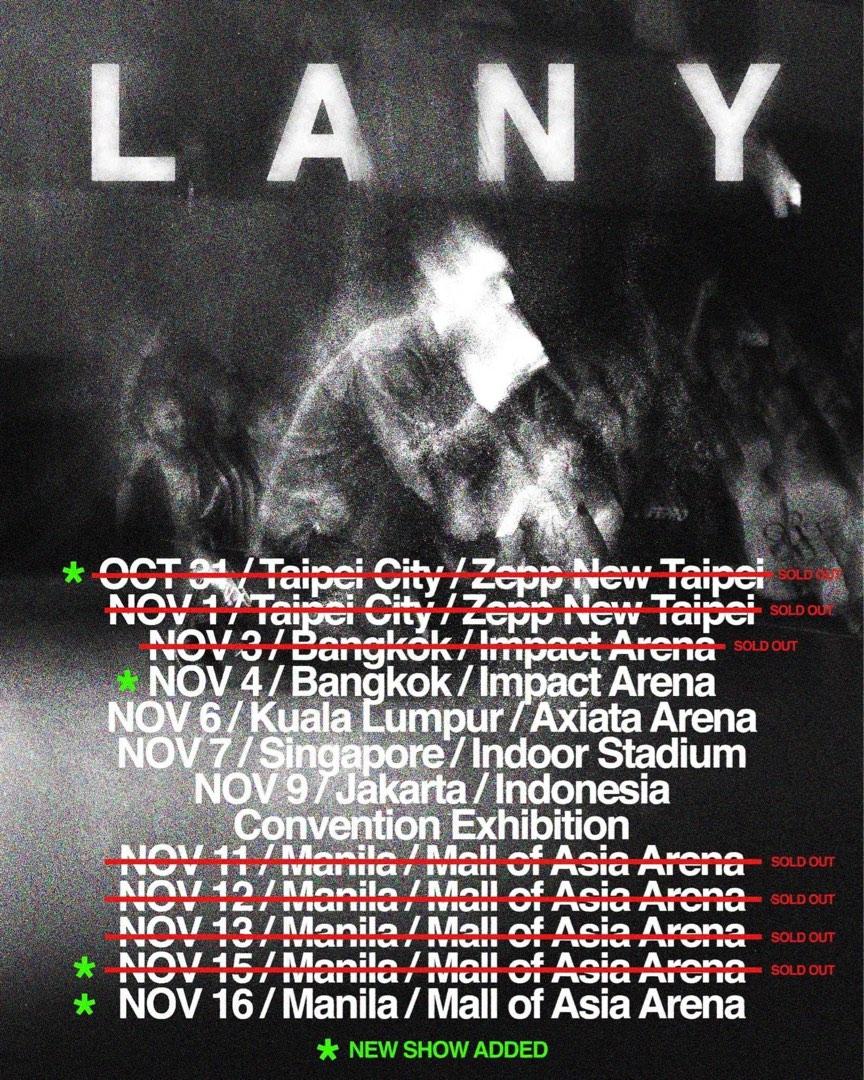 2 LANY Concert Tickets on Nov 16, Tickets & Vouchers, Event Tickets on ...