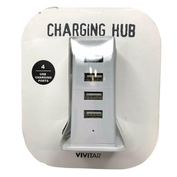 4 PORT VIVITAR USB Charging Hub Desktop Countertop Multi USB Charger ...