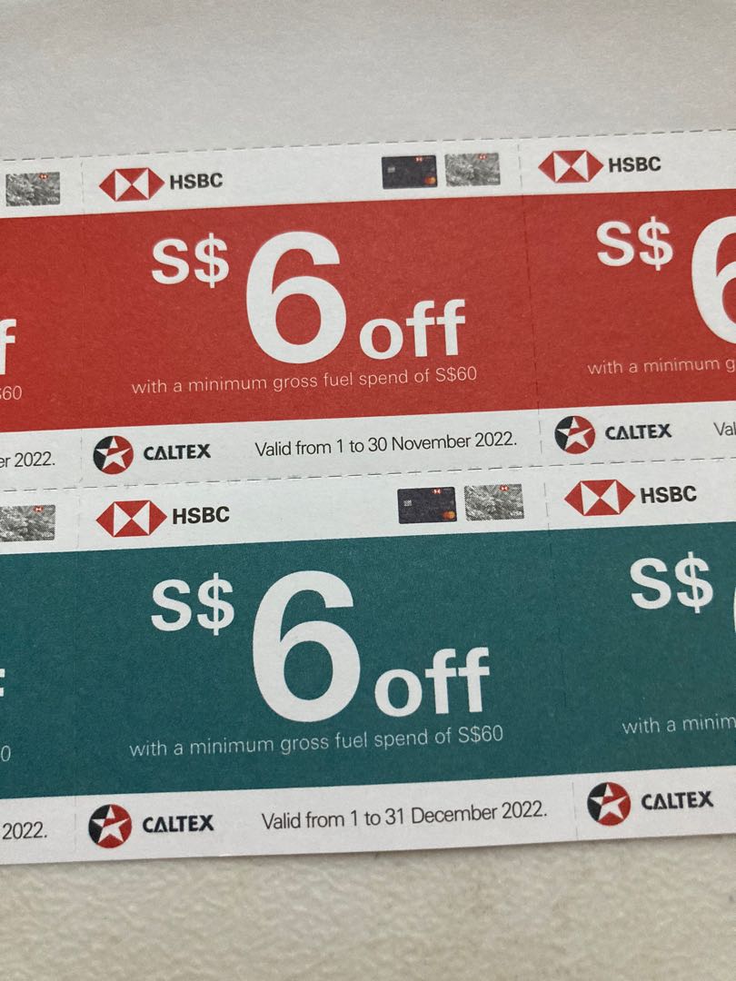 $6 off Caltex with HSBC, Tickets & Vouchers, Vouchers on Carousell
