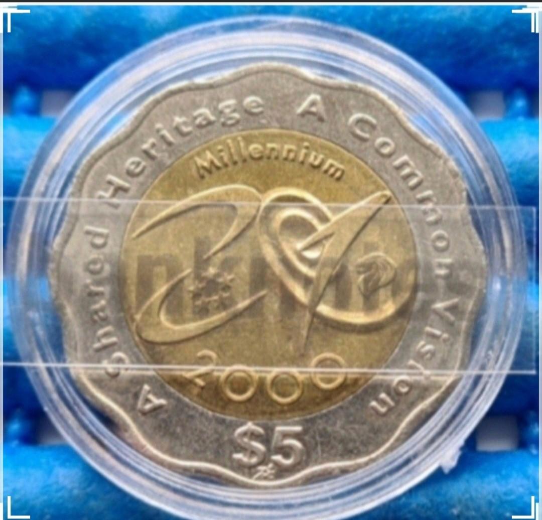 ️ 2000 Singapore Millennium Commemorative $5 Scalloped Shaped ...