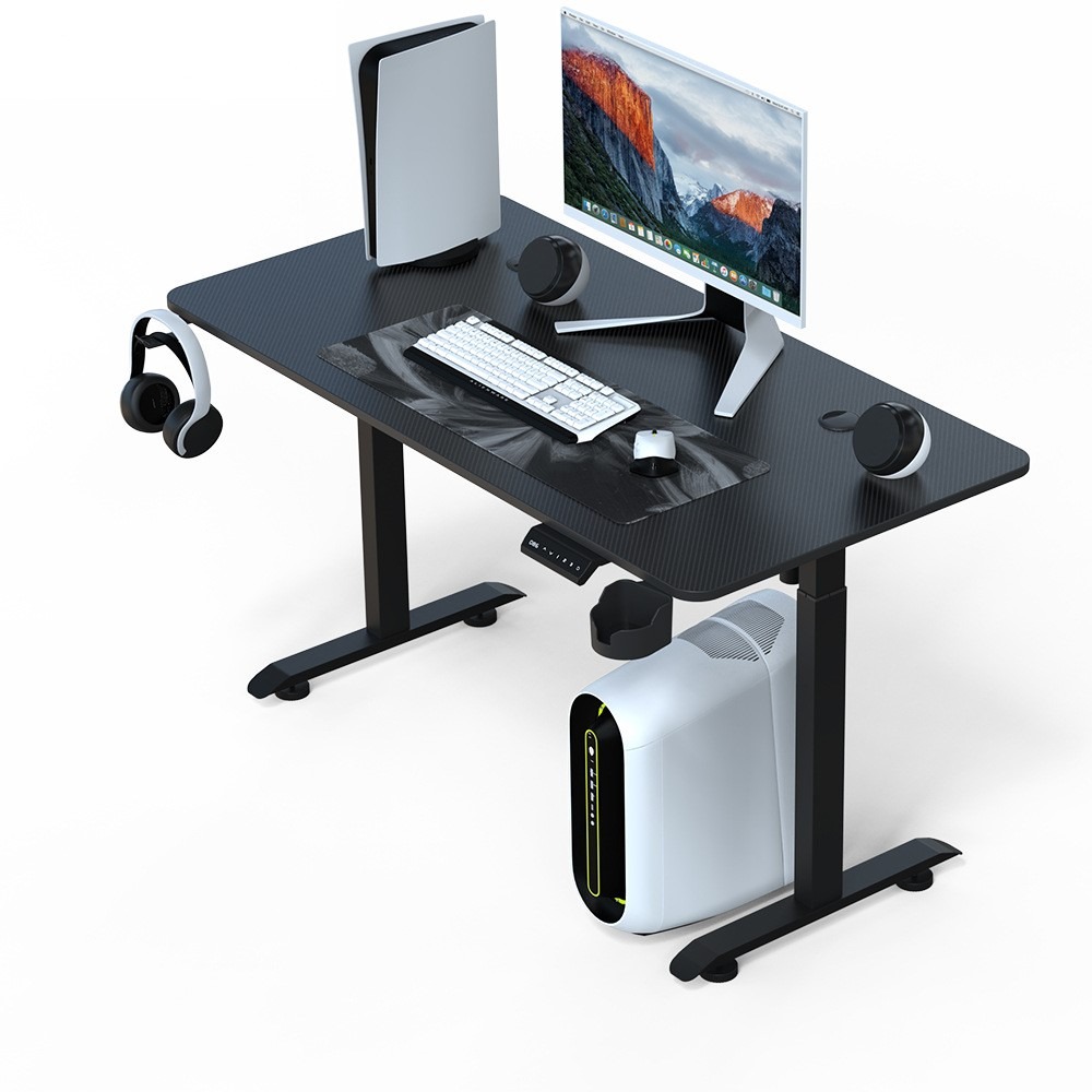 Adjustable Height Office Desk 73-117cm White and Black Uplifting Table ...