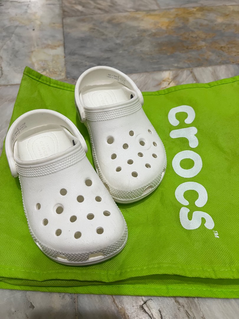 Authentic Crocs Classic Clogs in White, Babies & Kids, Babies & Kids ...