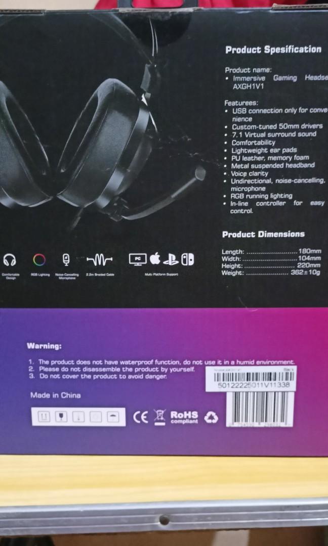 AXGON AXGH1V1 Headset, Audio, Headphones & Headsets on Carousell