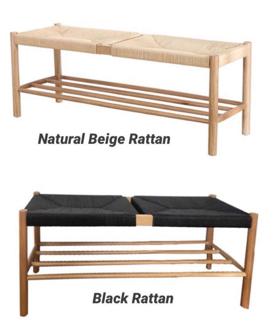 Wooden Bench Weave Shoerack Stool Shoe Rack Dining Stool Rattan Balcony ...