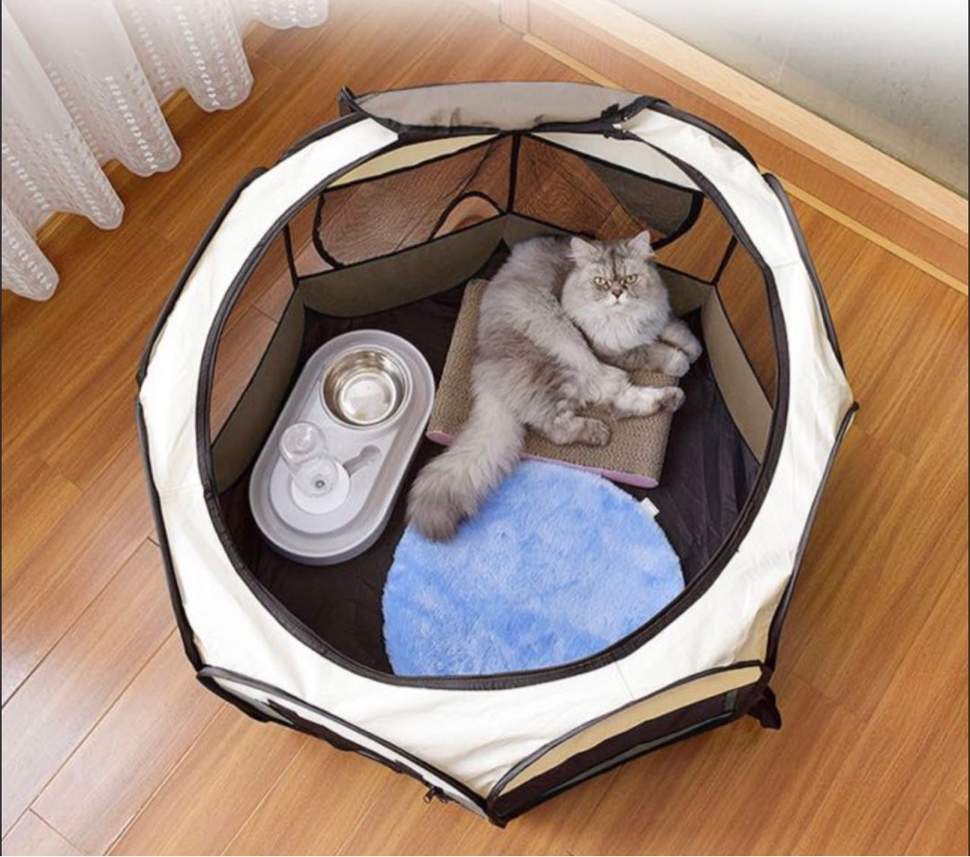 BN/INSTOCK - Dark Brown Soft Cat Cage Full Ventilation Playpen, Pet ...
